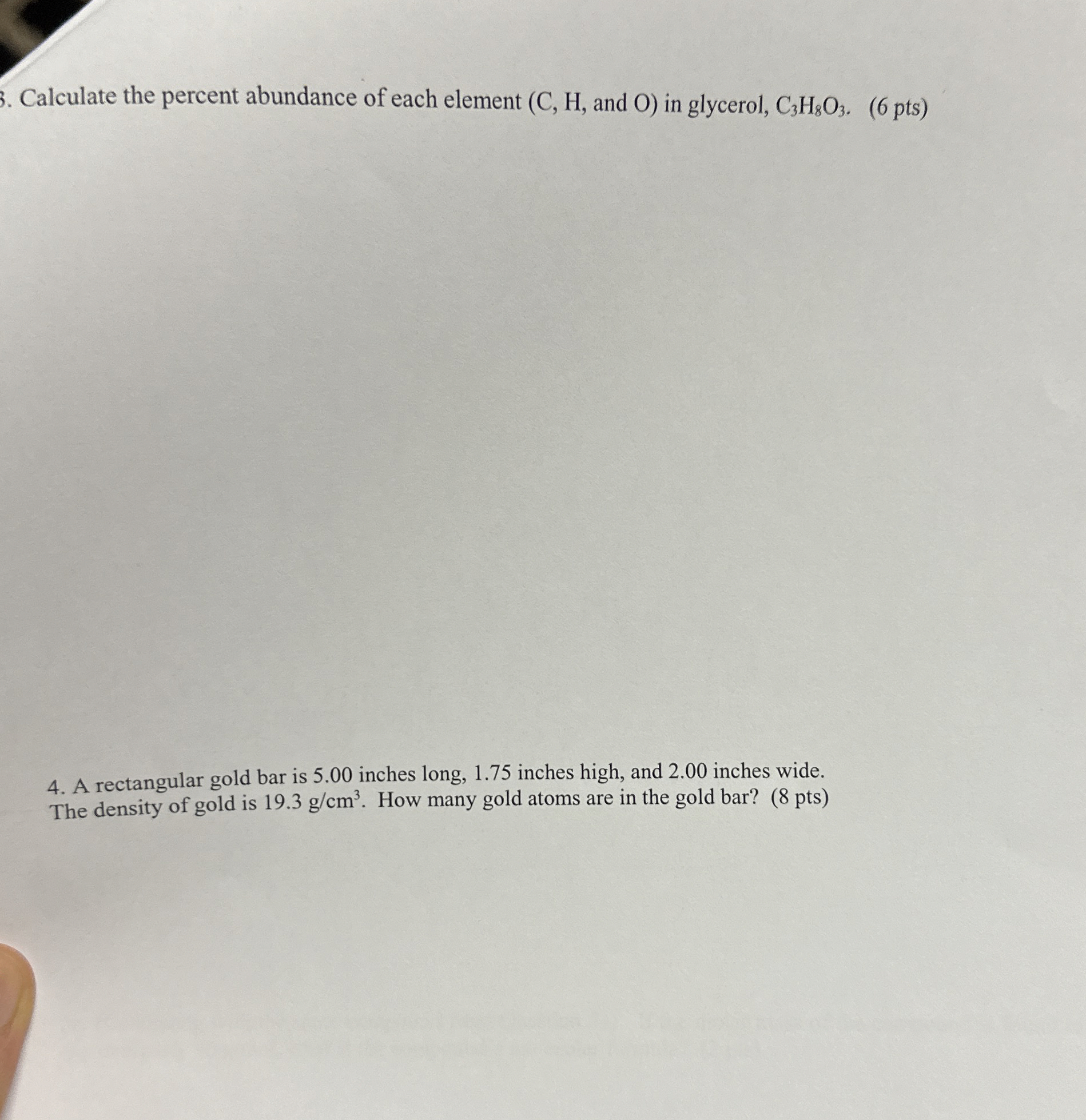 Solved Calculate the percent abundance of each element , | Chegg.com