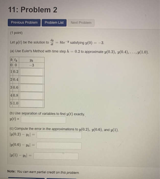 Solved 11 Problem 1 Previous Problem Problem List Next 8339