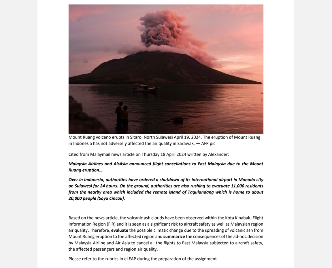 Solved Mount Ruang volcano erupts in Sitaro, North Sulawesi | Chegg.com