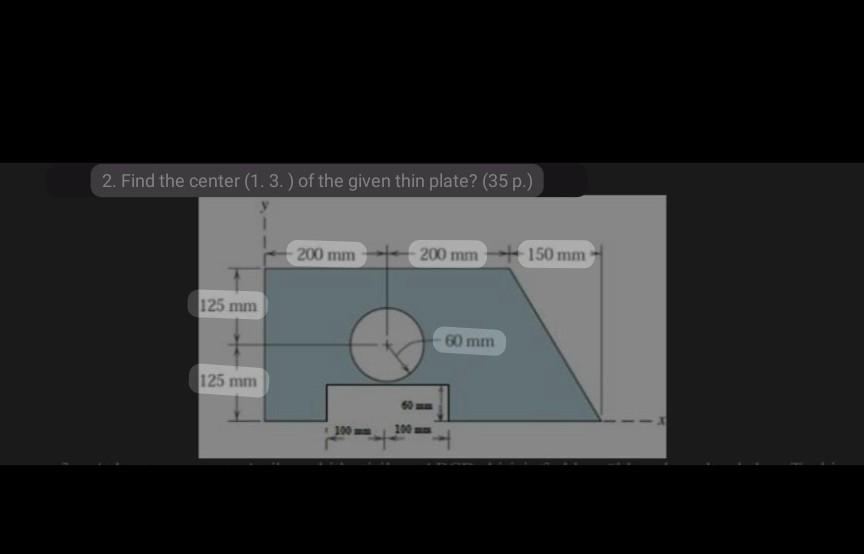 Solved 2. Find the center (1. 3.) of the given thin plate? | Chegg.com
