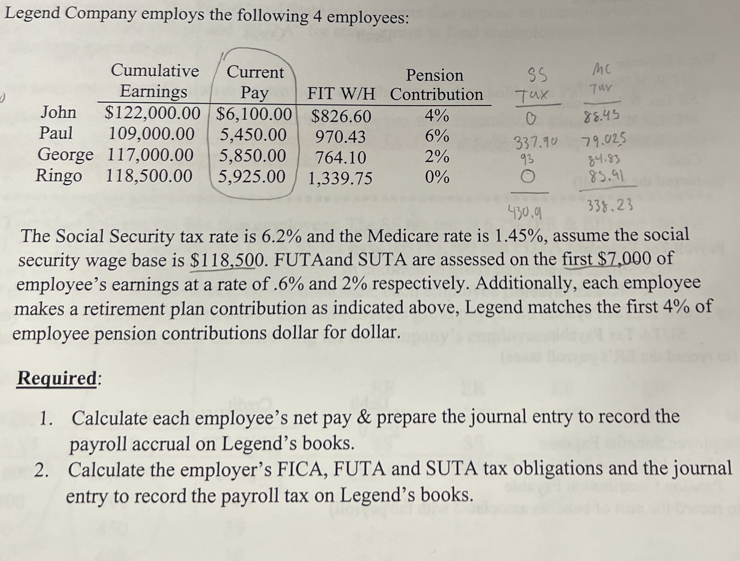 Solved Legend Company employs the following 4 | Chegg.com