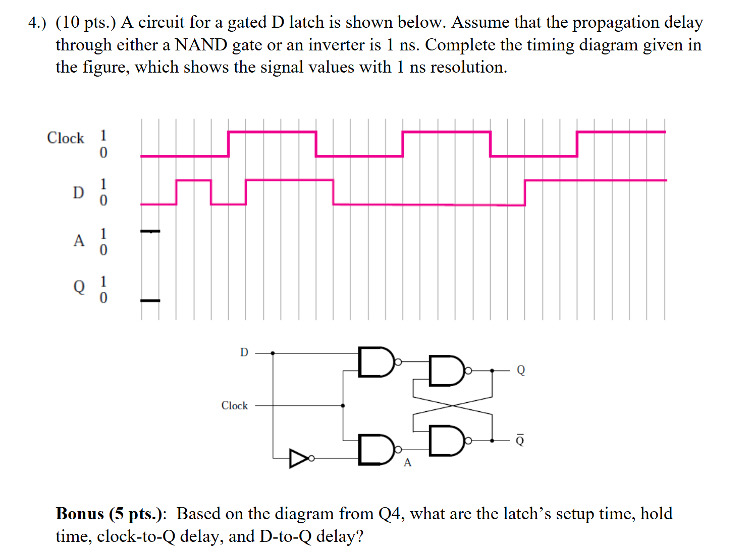 4.) ( 10 ﻿pts.) ﻿A circuit for a gated D latch is | Chegg.com