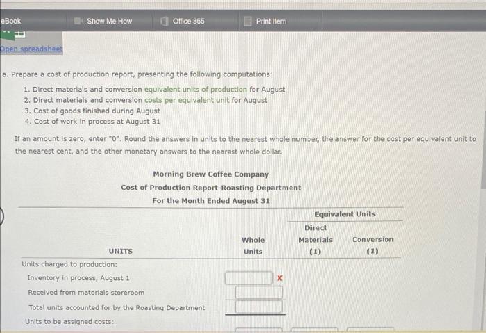 Solved The debits to Work in Process-Roasting Department for | Chegg.com
