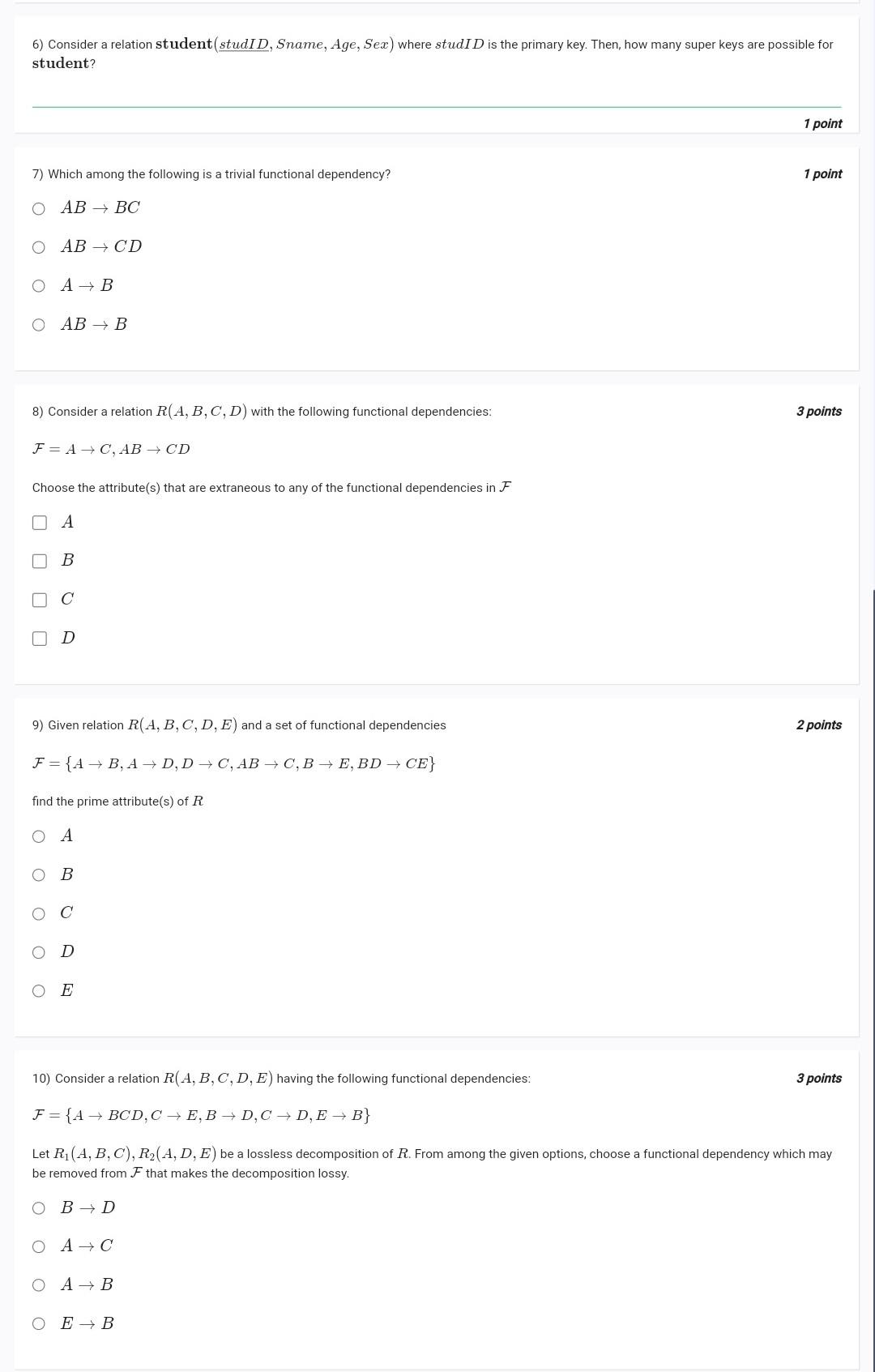 Solved 1) Consider relation R(P,Q,C,A,B) having the | Chegg.com