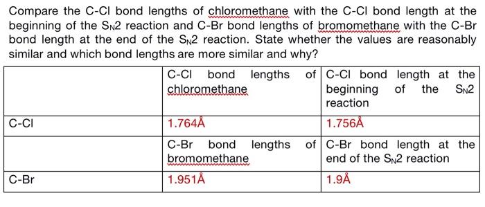 Solved Compare the C-Cl bond lengths of chloromethane with | Chegg.com