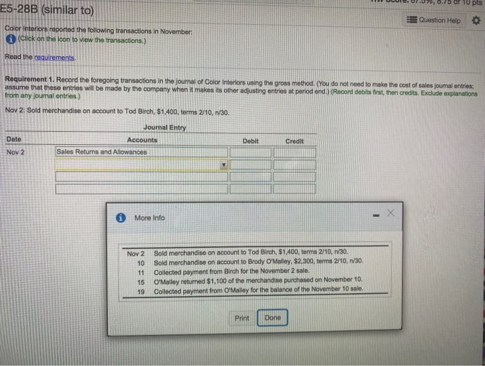 Solved Question Help E5-28B (similar to) Color Interiors | Chegg.com
