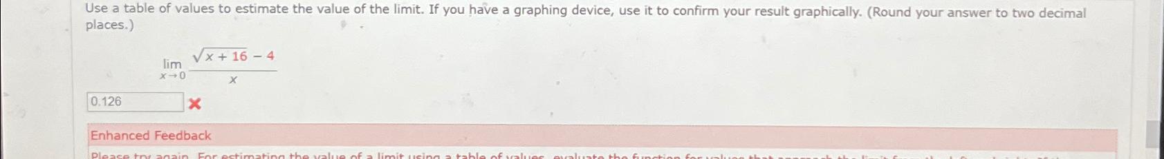 Solved Use a table of values to estimate the value of the | Chegg.com