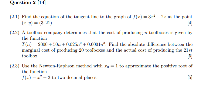 Solved Question 2 [14](2.1) ﻿Find the equation of the | Chegg.com