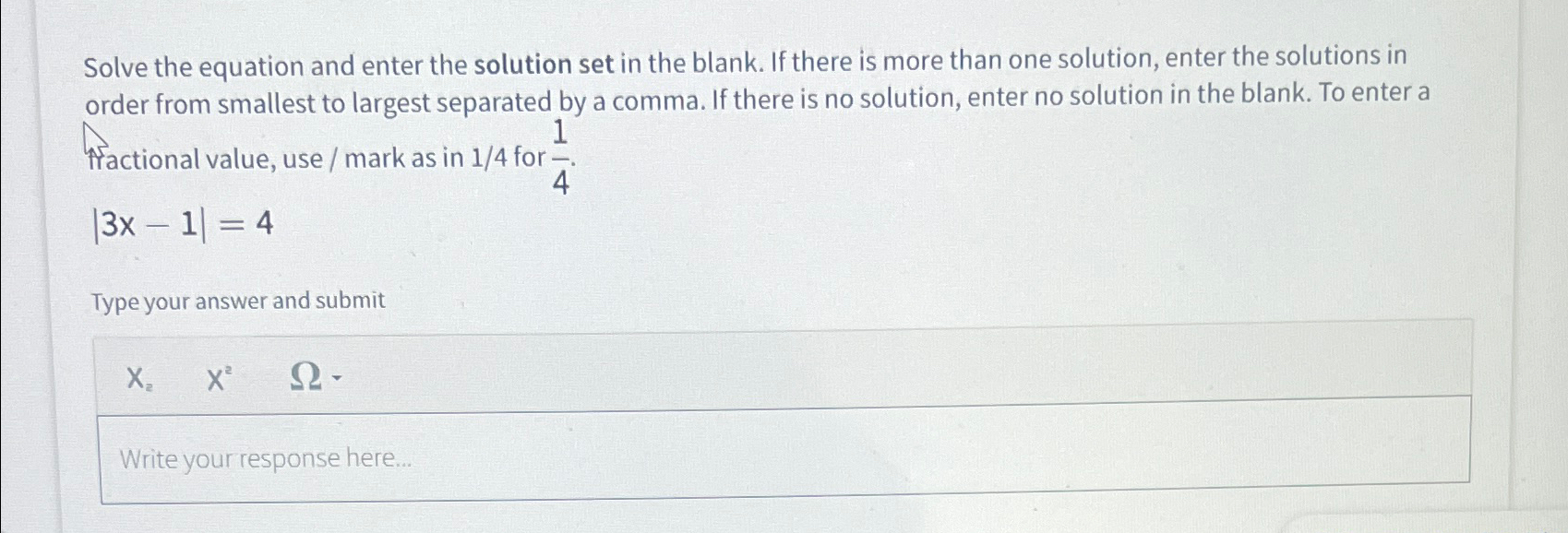 Solved Solve the equation and enter the solution set in the | Chegg.com
