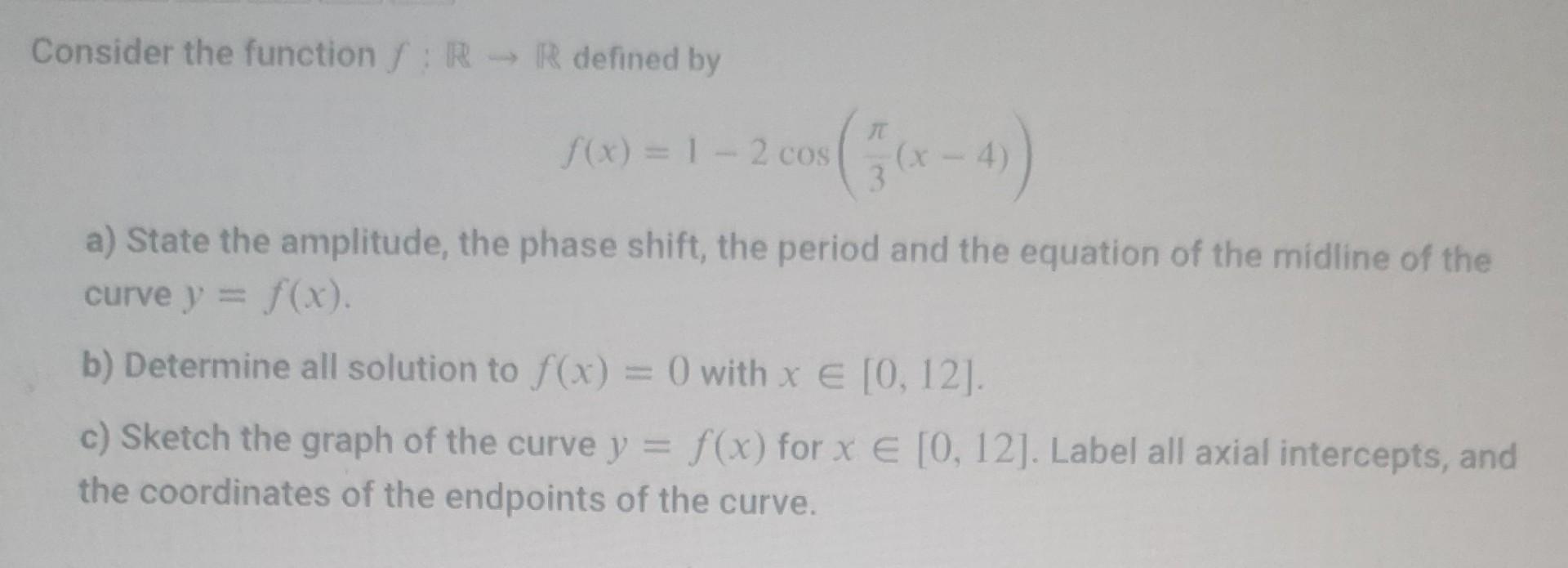 Solved Consider the function f: RR defined by f(x) = 1-2 cos | Chegg.com