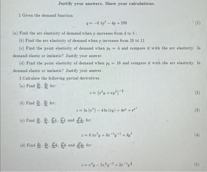 Solved Justify your answers. Show your calculations. 1 Given | Chegg.com