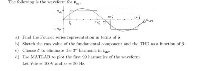 Solved The following is the waveform for vac : a) Find the | Chegg.com