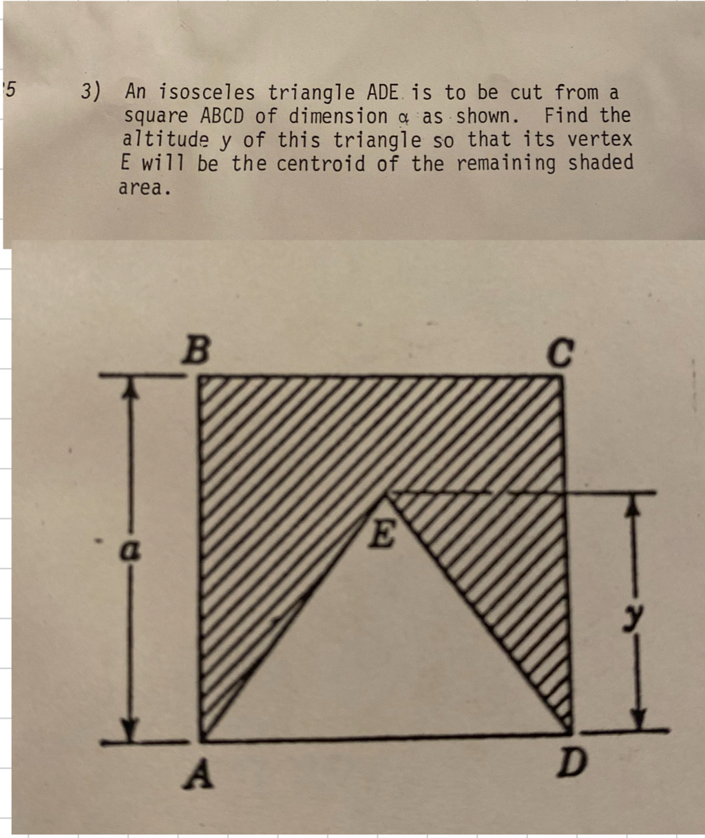 Solved An isosceles triangle ADE is to be cut from a square | Chegg.com