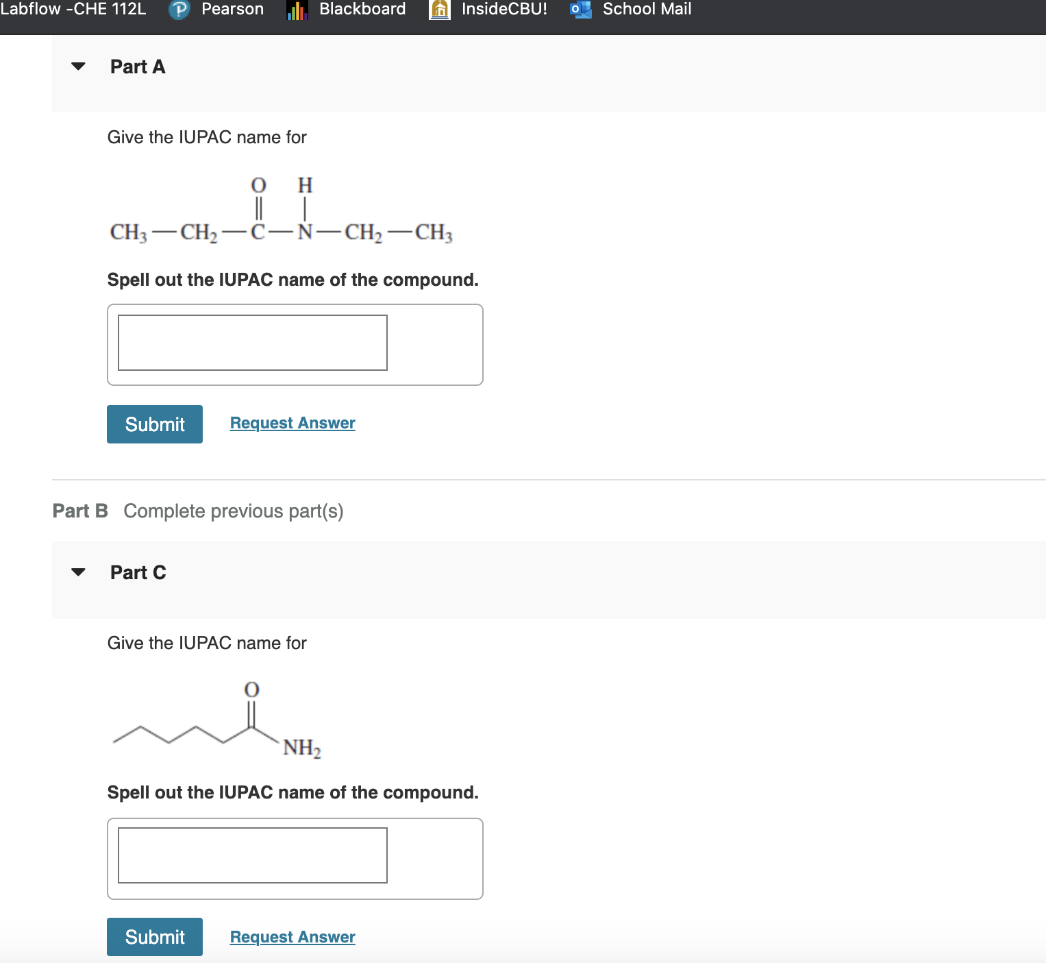 Solved Part AGive the IUPAC name forSpell out the IUPAC name | Chegg.com