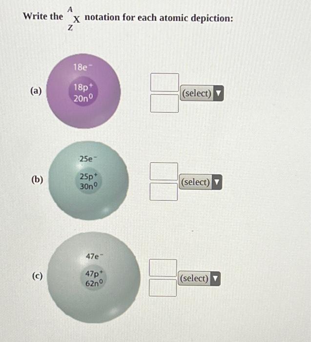 Solved A Write the x notation for each atomic depiction: Z | Chegg.com