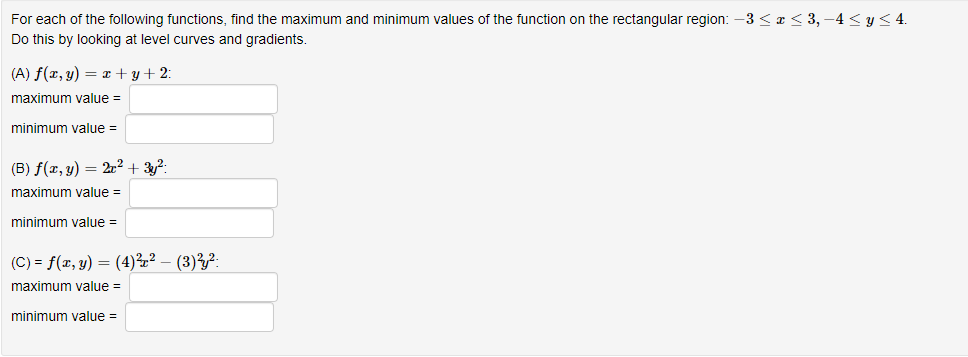 Solved For each of the following functions, find the maximum | Chegg.com