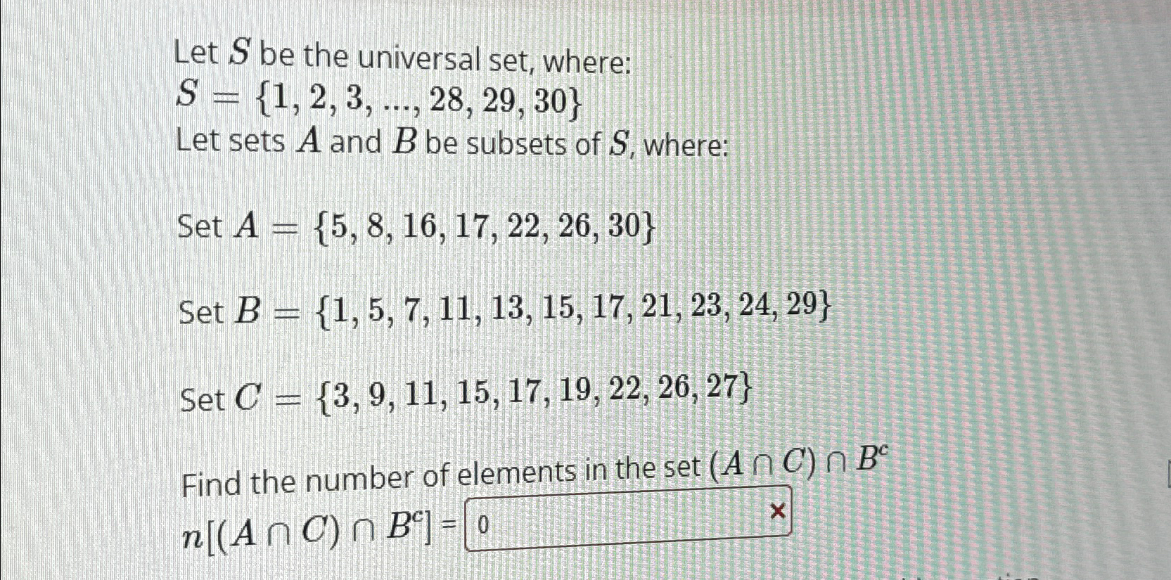 Solved Let S ﻿be the universal set, | Chegg.com