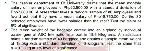 Solved 1. The cashier department of Qt University claims | Chegg.com