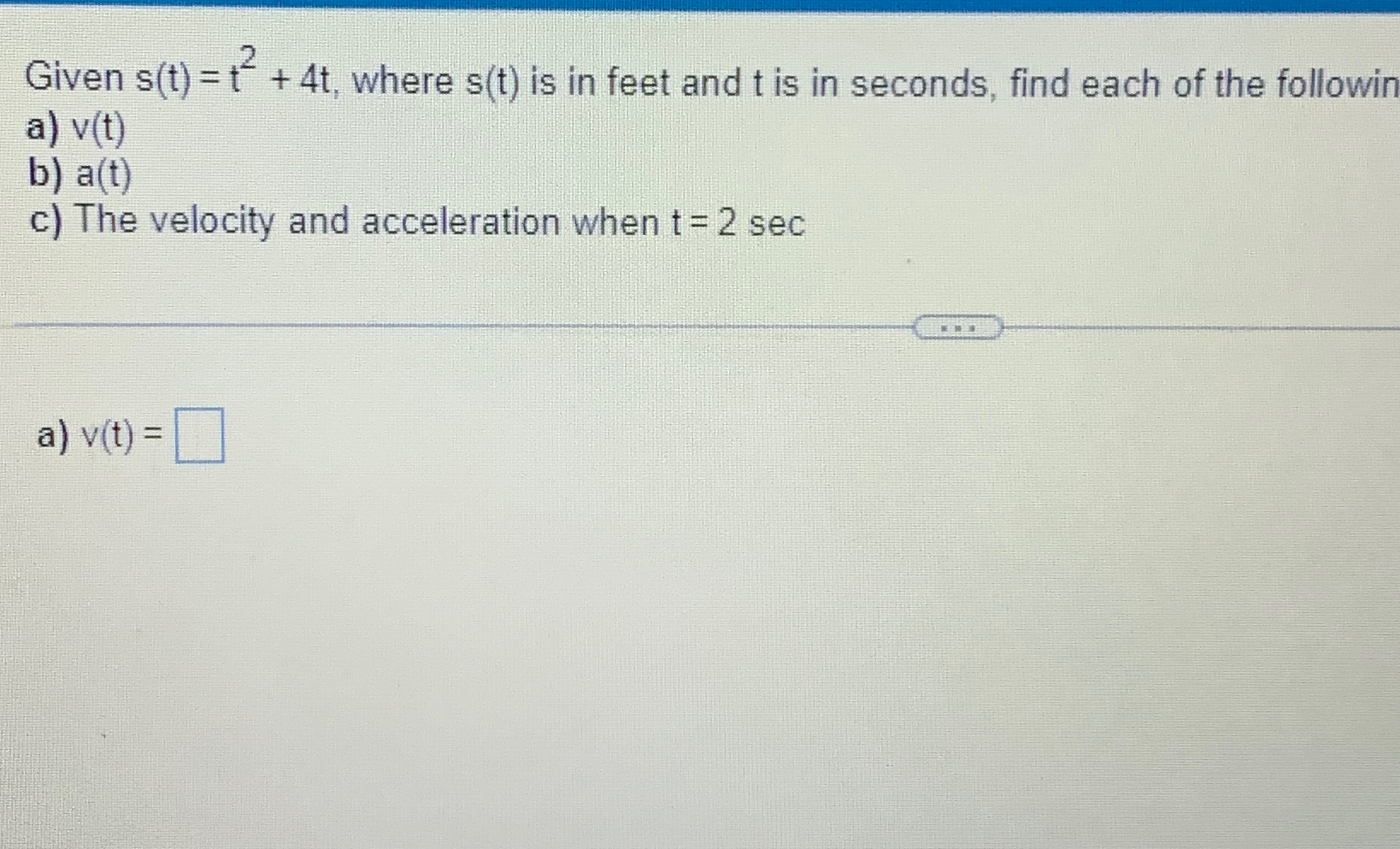 Solved Given s(t)=t2+4t, ﻿where s(t) ﻿is in feet and t ﻿is | Chegg.com