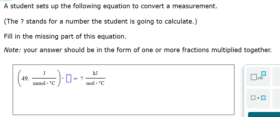 Solved A student sets up ﻿the following equation to ﻿convert | Chegg.com