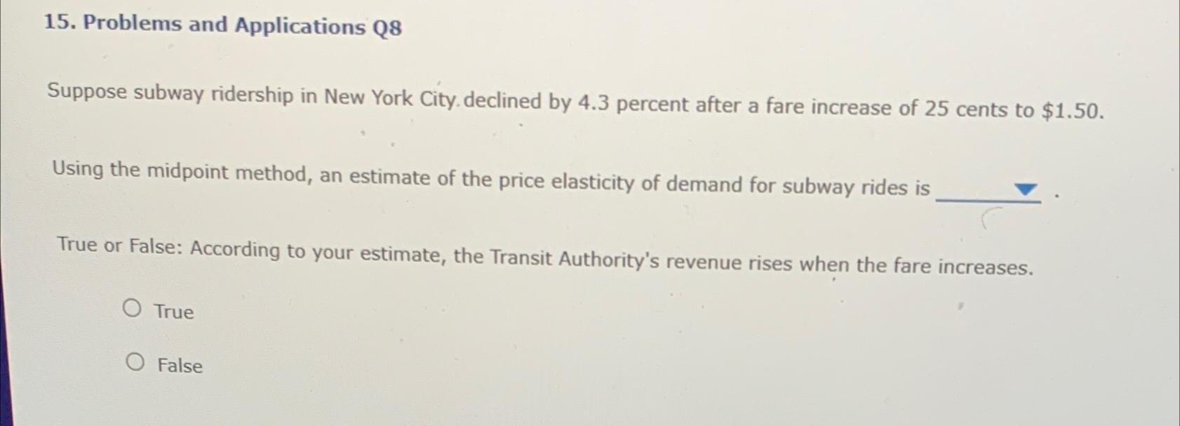 Solved Problems and Applications Q8Suppose subway ridership | Chegg.com