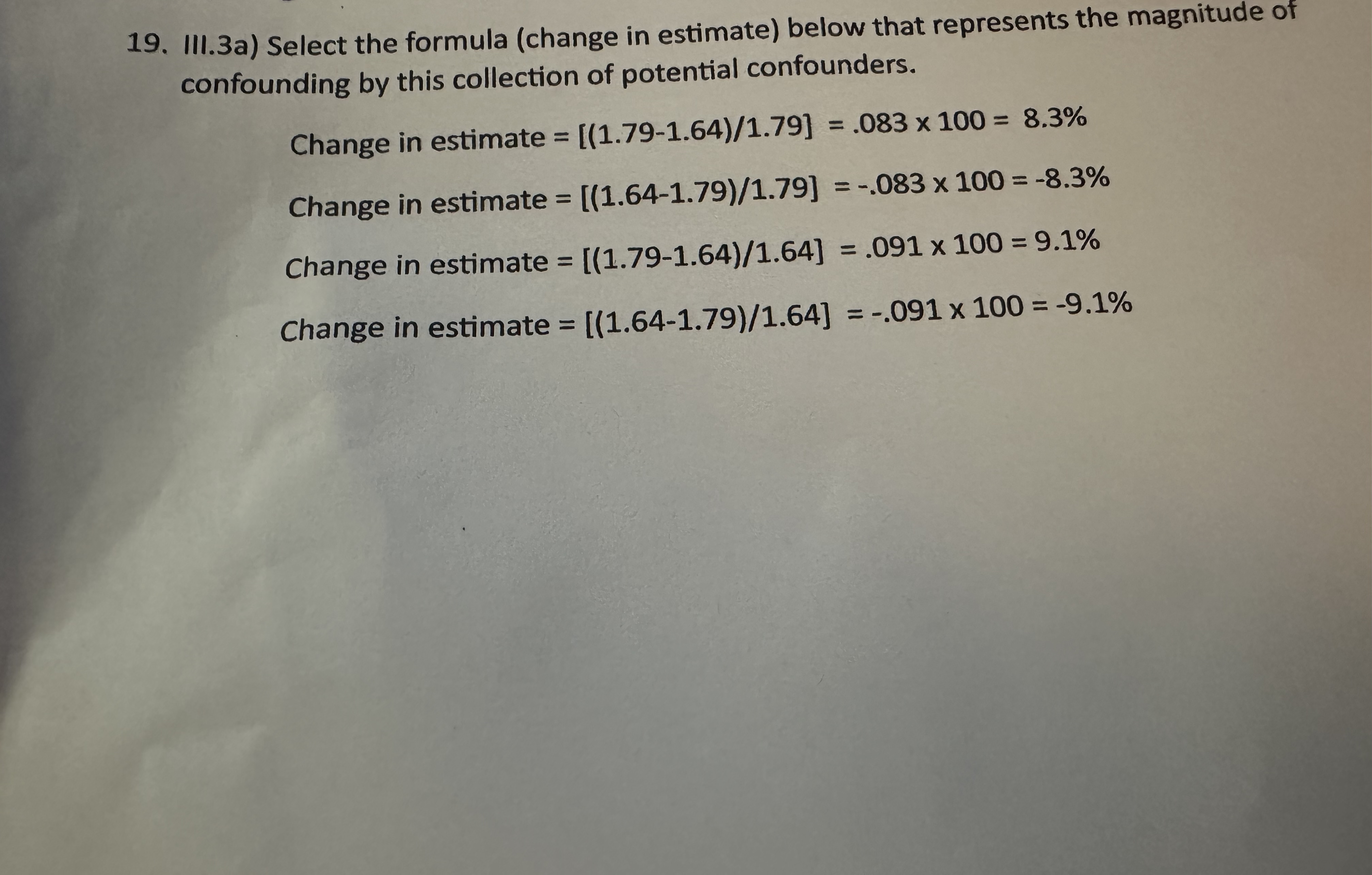 Solved III.3a) ﻿Select the formula (change in estimate) | Chegg.com