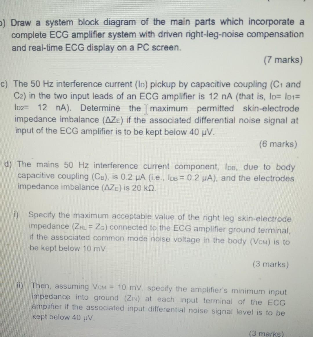 Solved Draw a system block diagram of the main parts which | Chegg.com