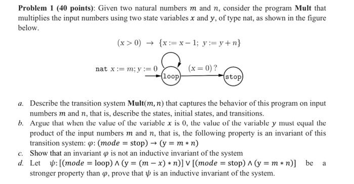 Solved Problem 1 ( 40 points): Given two natural numbers m | Chegg.com