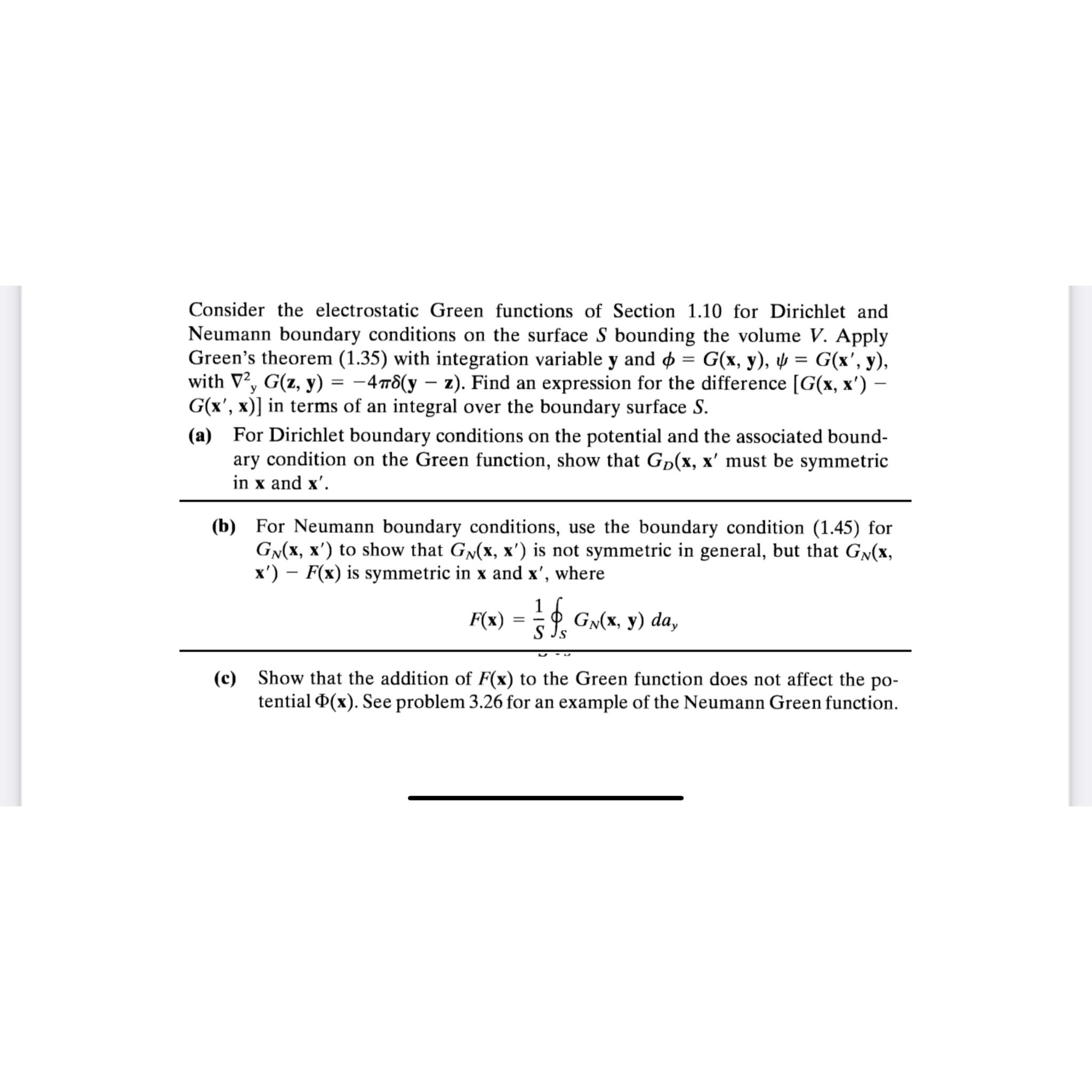 Solved Consider the electrostatic Green functions of Section | Chegg.com