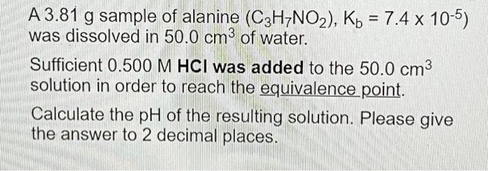 Solved A \\( 3.81 \\mathrm{~g} \\) sample of alanine \\( | Chegg.com