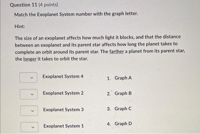 Solved In the following figure, four different exoplanet | Chegg.com