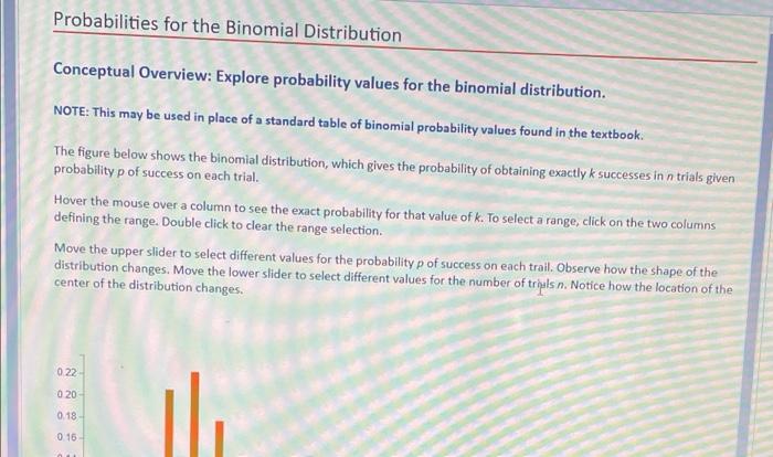 Probabilities for the Binomial Distribution | Chegg.com