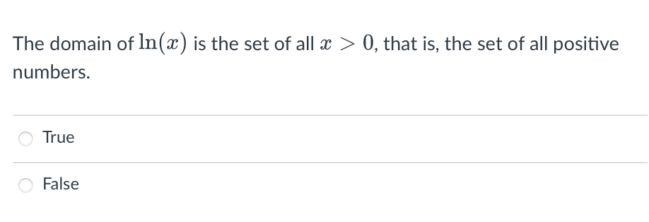Solved The domain of ln(x) ﻿is the set of all x>0, ﻿that is, | Chegg.com