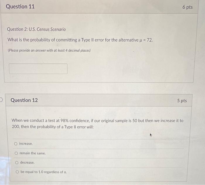 Solved What is the probability of committing a Type II error | Chegg.com