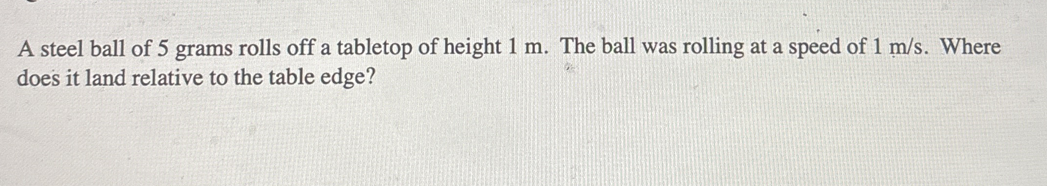 Solved A steel ball of 5 ﻿grams rolls off a tabletop of | Chegg.com