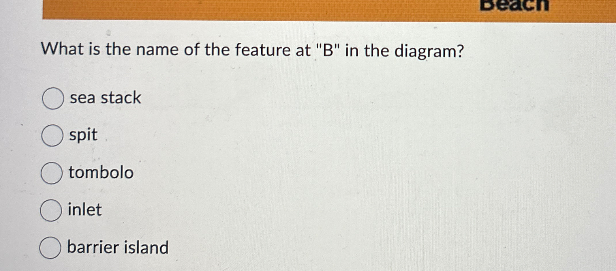 Solved What is the name of the feature at " B " ﻿in the | Chegg.com