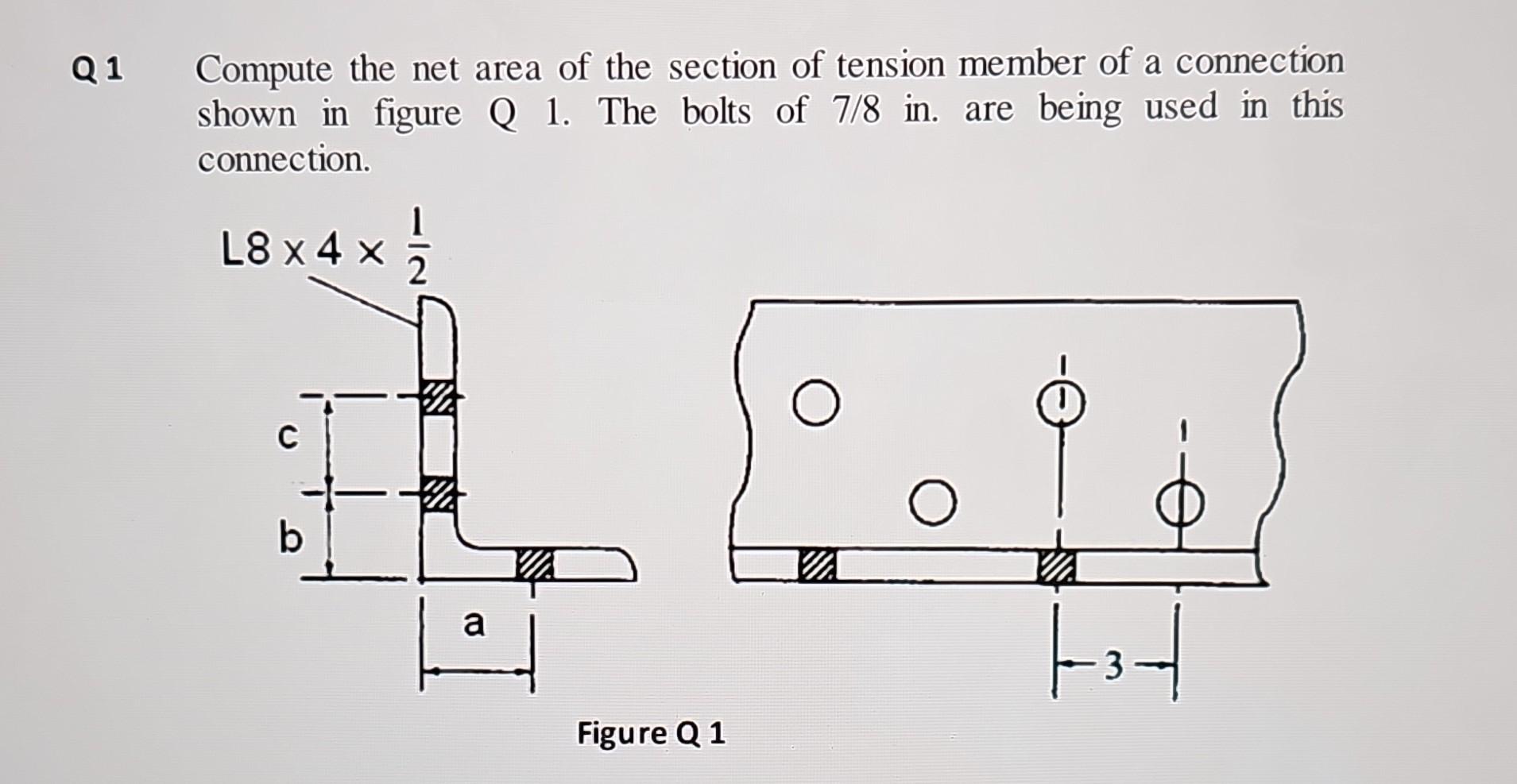 Solved 1 Compute the net area of the section of tension | Chegg.com
