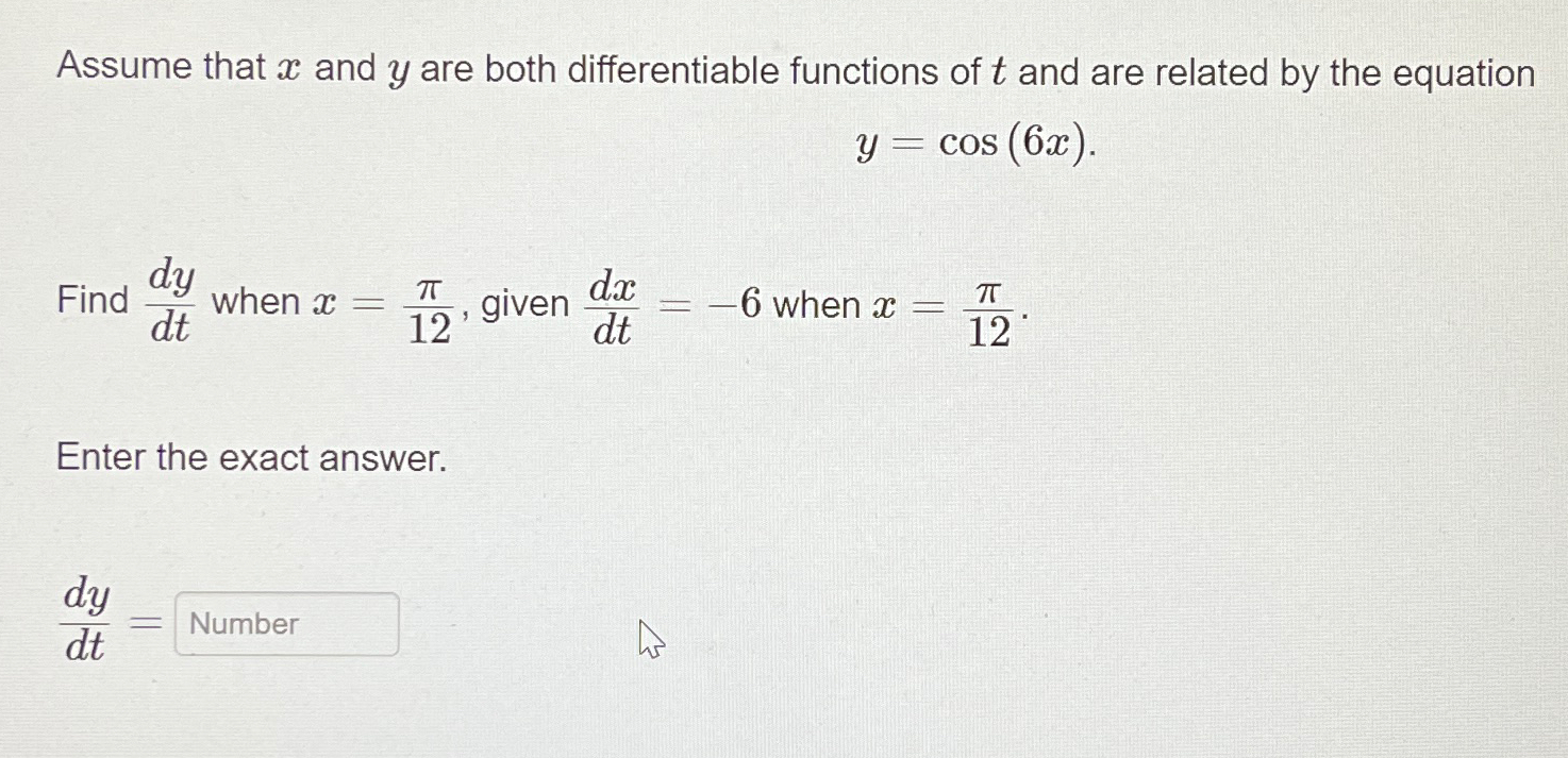 Solved Assume that x ﻿and y ﻿are both differentiable | Chegg.com