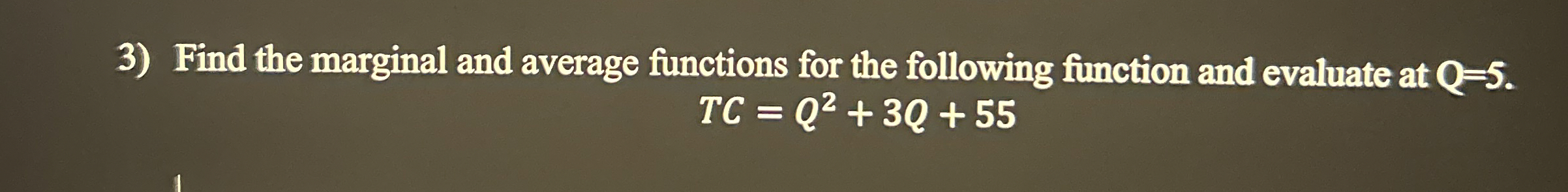 Solved Find the marginal and average functions for the | Chegg.com