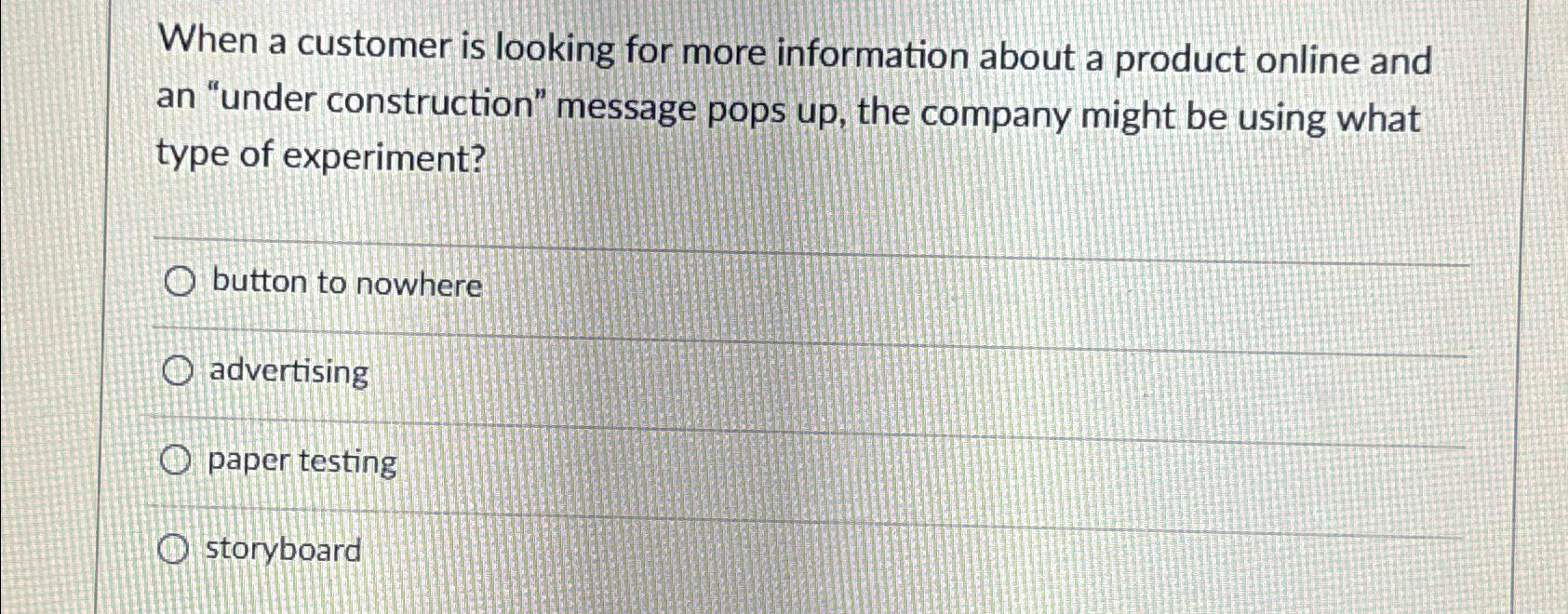 Solved When a customer is looking for more information about | Chegg.com