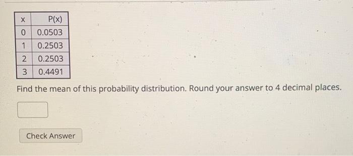 Solved Find the mean of this probability distribution. Round | Chegg.com