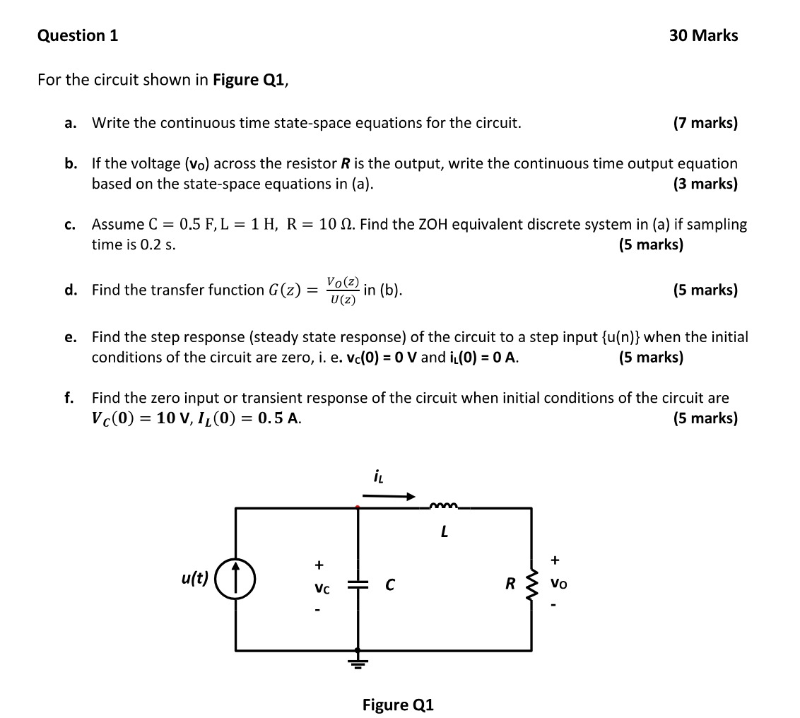Question 1For the circuit shown in Figure Q1,a. | Chegg.com