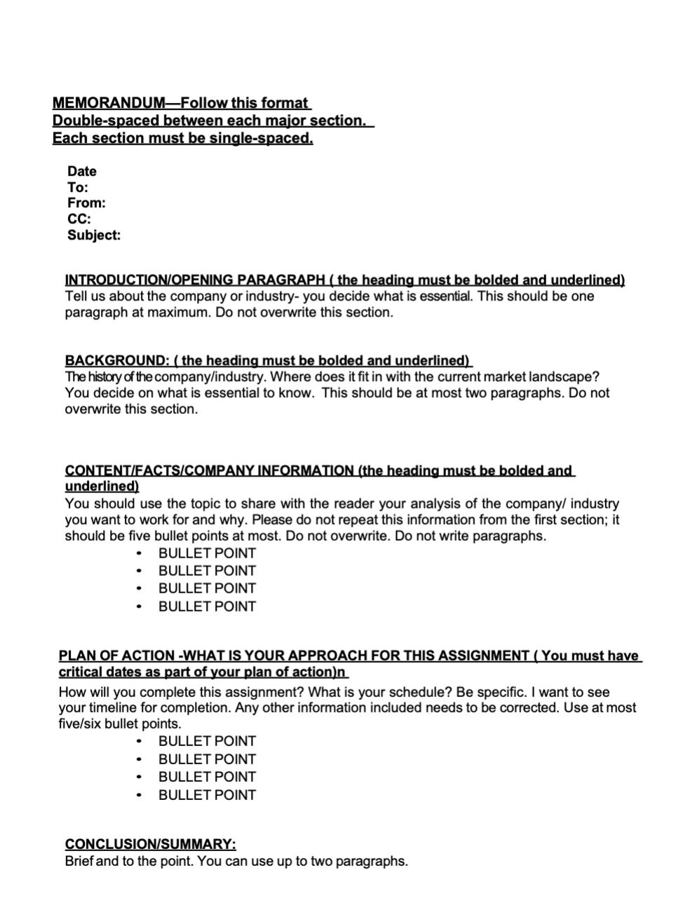 follow this format to write a business memo on | Chegg.com