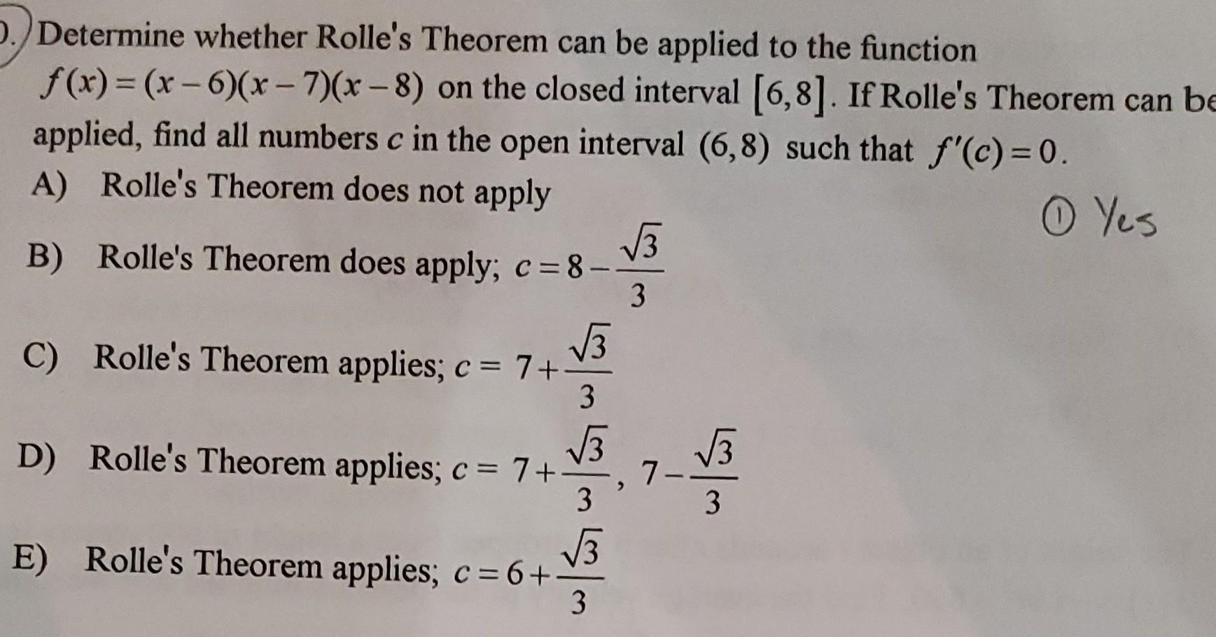 Solved Determine whether Rolle's Theorem can be applied to | Chegg.com