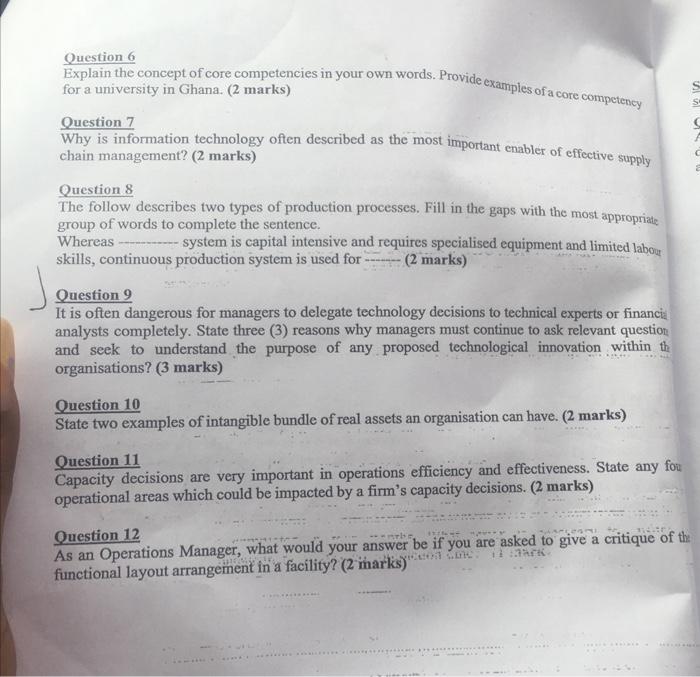 Solved Question 6 Explain the concept of core competencies | Chegg.com
