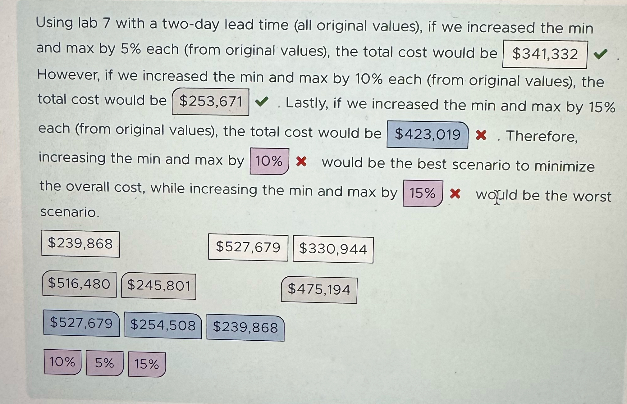 Solved Using lab 7 ﻿with a two-day lead time (all original | Chegg.com