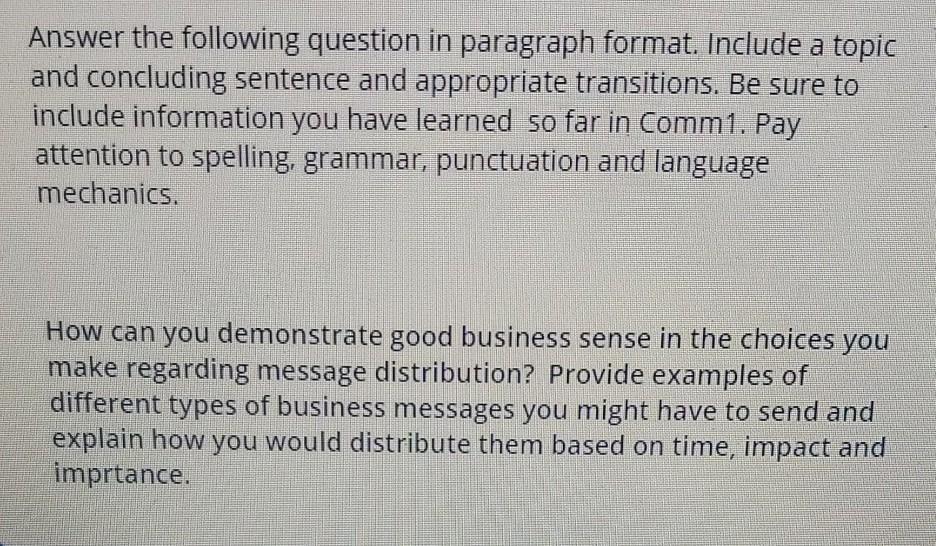 Solved Answer the following question in paragraph format. | Chegg.com