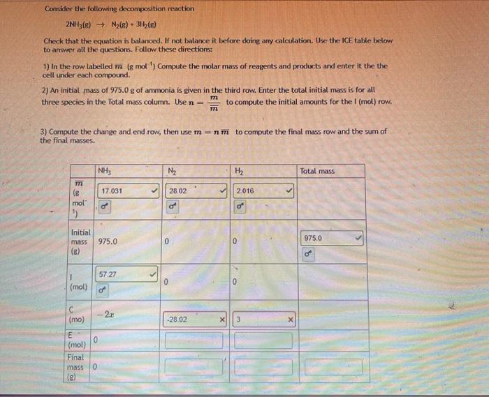 Solved Consider the following decomposition reaction | Chegg.com