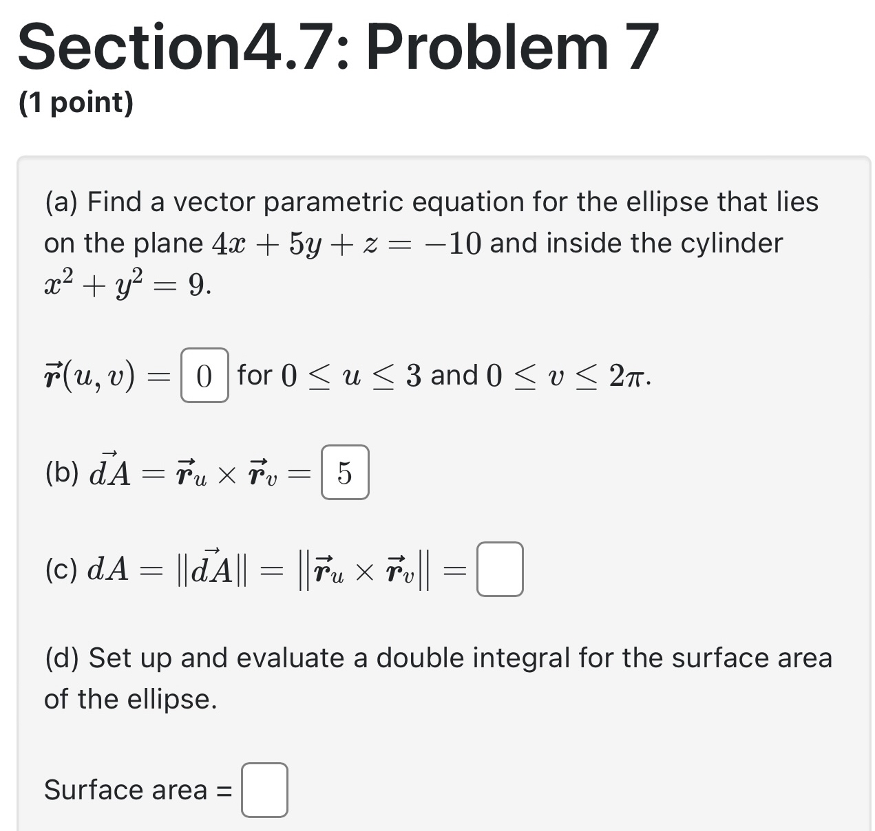 Solved Section4.7: Problem 7(1 ﻿point)(a) ﻿Find a vector | Chegg.com