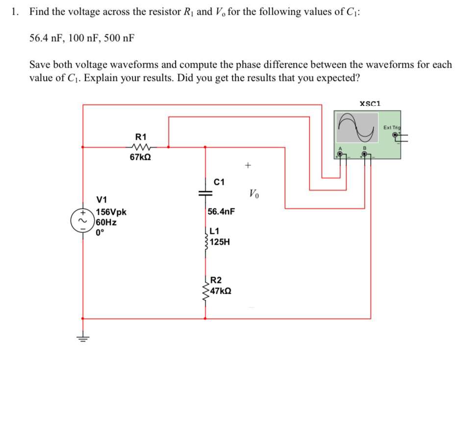 Find the voltage across the resistor R1 ﻿and V0 ﻿for | Chegg.com
